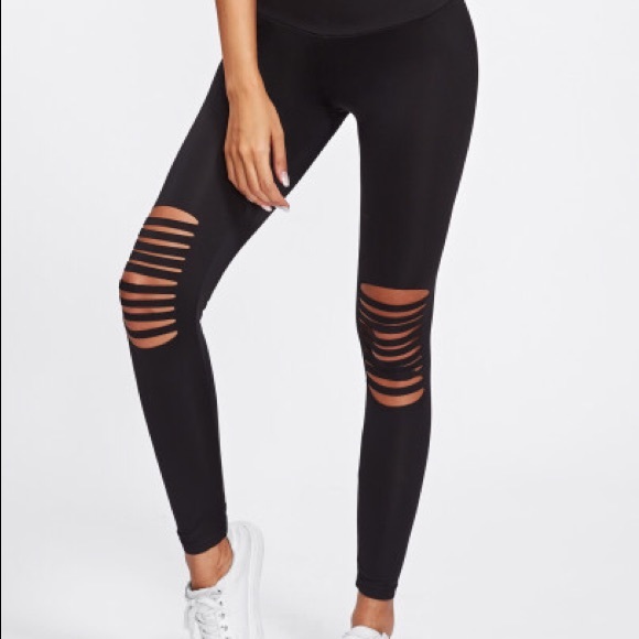 Pants & Jumpsuits | Active Ladder Ripped Leggings Gym Yoga | Poshmark